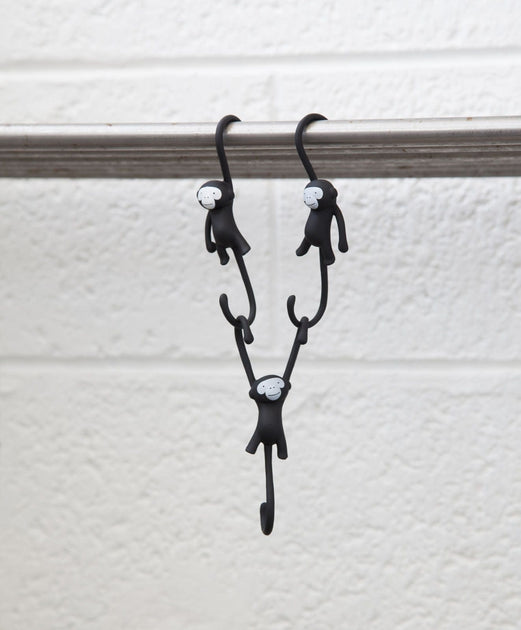 Just Hanging Black Monkey Hook Set – Monkey Business – Quirksy